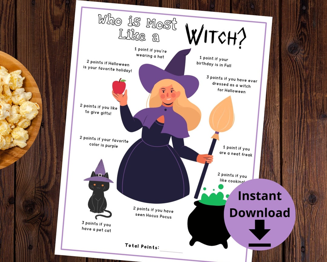 Who is Most Like a Witch Party Game - Halloween Party Game, Witch Party ...