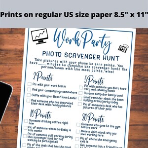 Work Scavenger Hunt - Office Party Printable, Team Building Games, Team ...