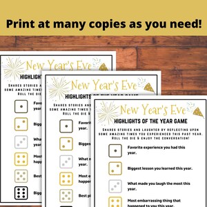 New Year's Eve Highlights of the Year Dice Game - Printable NYE Party ...