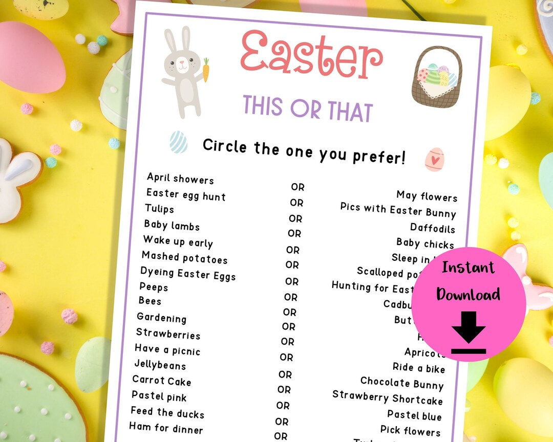 Easter This or That Game - Easter Would You Rather, Easter Printable ...