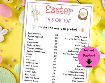 Easter This or That, Easter Game Printable, Fun Easter Game Kids Adults ...