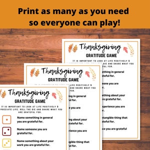 Thanksgiving Gratitude Game - Dice Game for Friendsgiving, Thankful ...