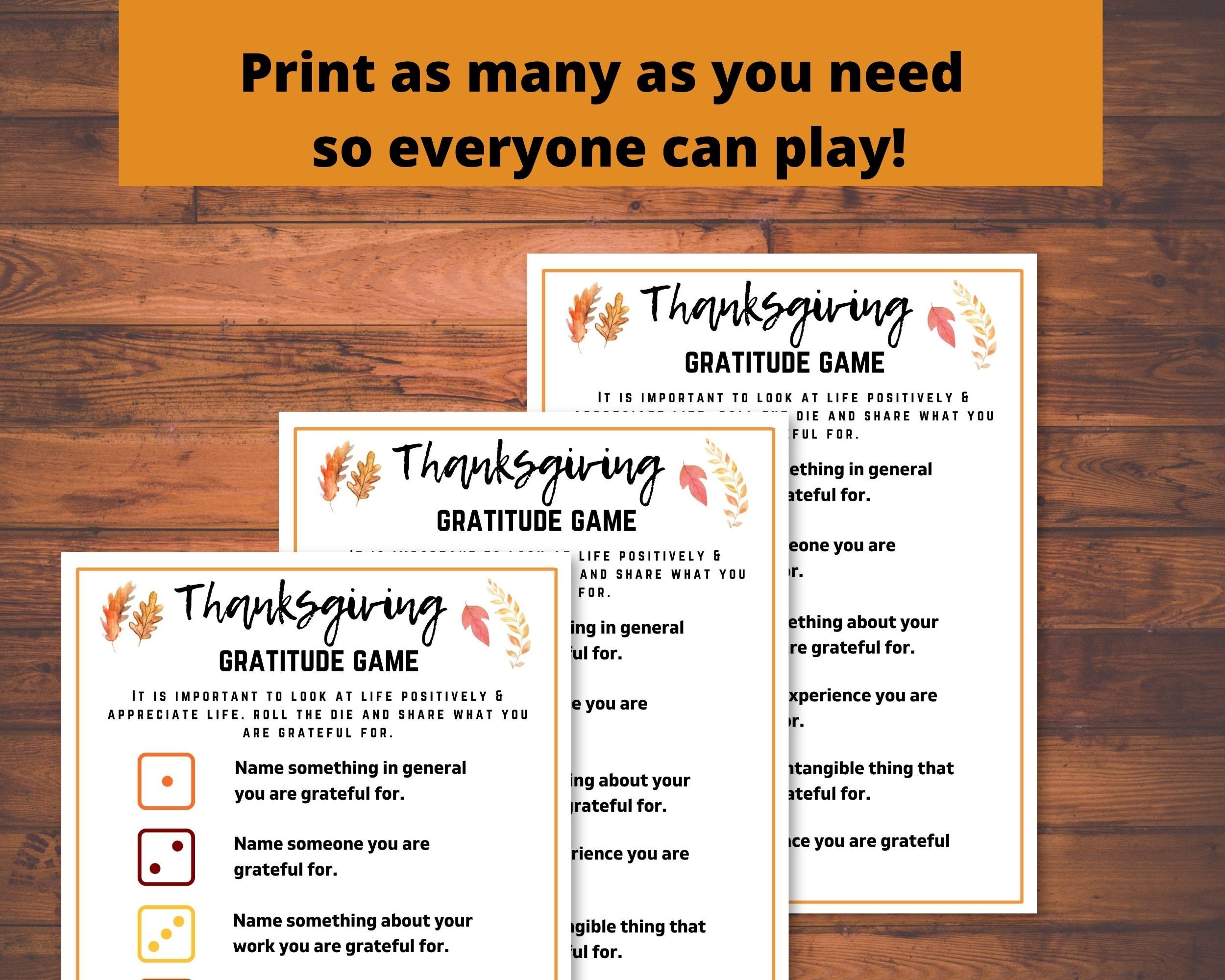 Thanksgiving Gratitude Game Dice Game for Friendsgiving - Etsy