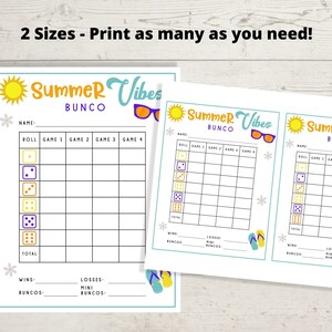 Summer Bunco - Vacation Bunco Printables, Bunco Game, Bunco Table ...