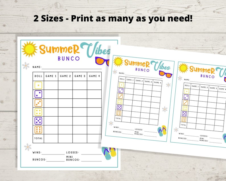 Summer Bunco - Vacation Bunco Printables, Bunco Game, Bunco Table ...