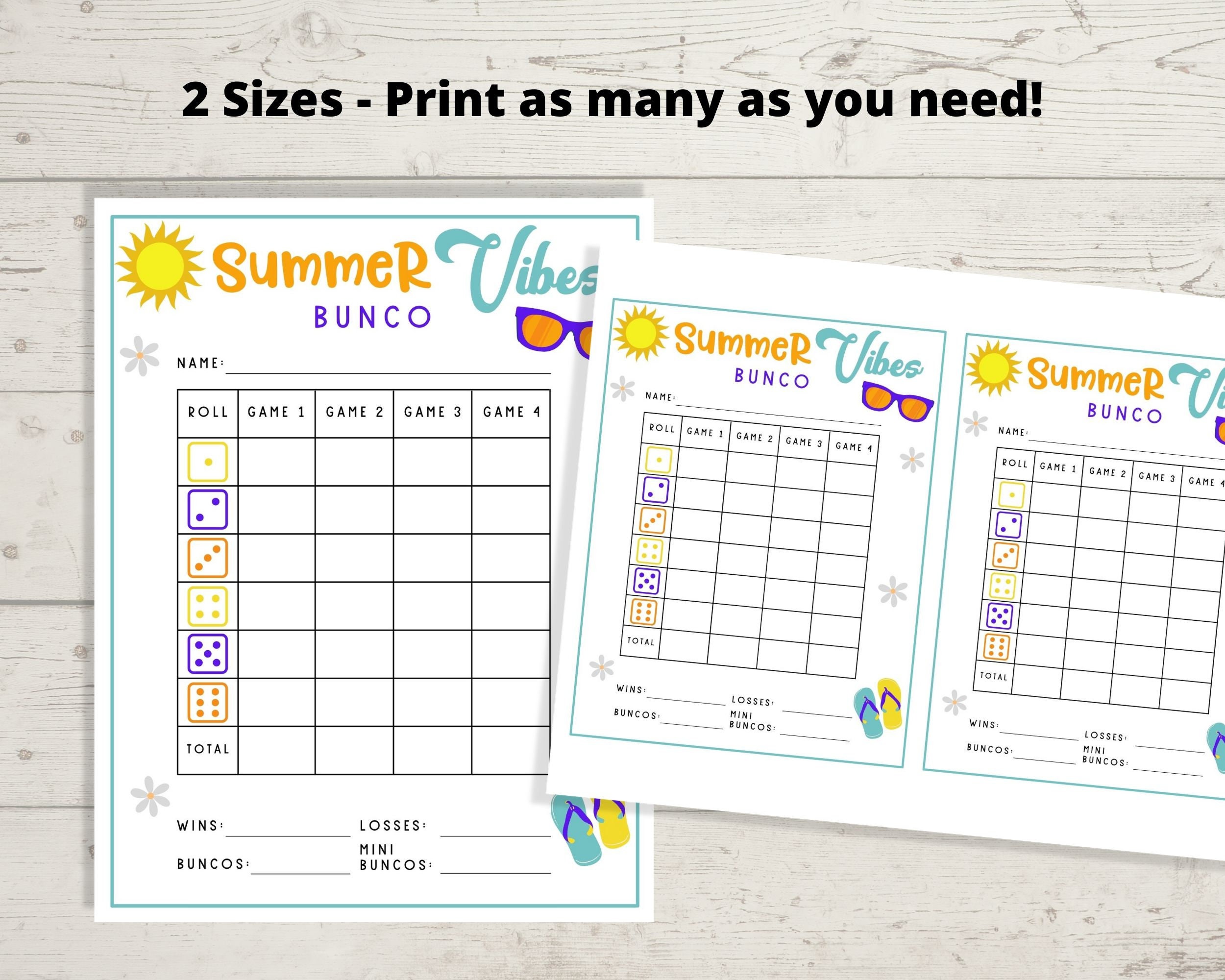 Summer Bunco Vacation Bunco Printables Bunco Game Bunco - Etsy