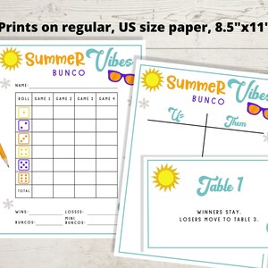 Summer Bunco - Vacation Bunco Printables, Bunco Game, Bunco Table ...
