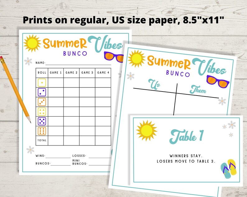 Summer Bunco Vacation Bunco Printables, Bunco Game, Bunco Table Numbers ...