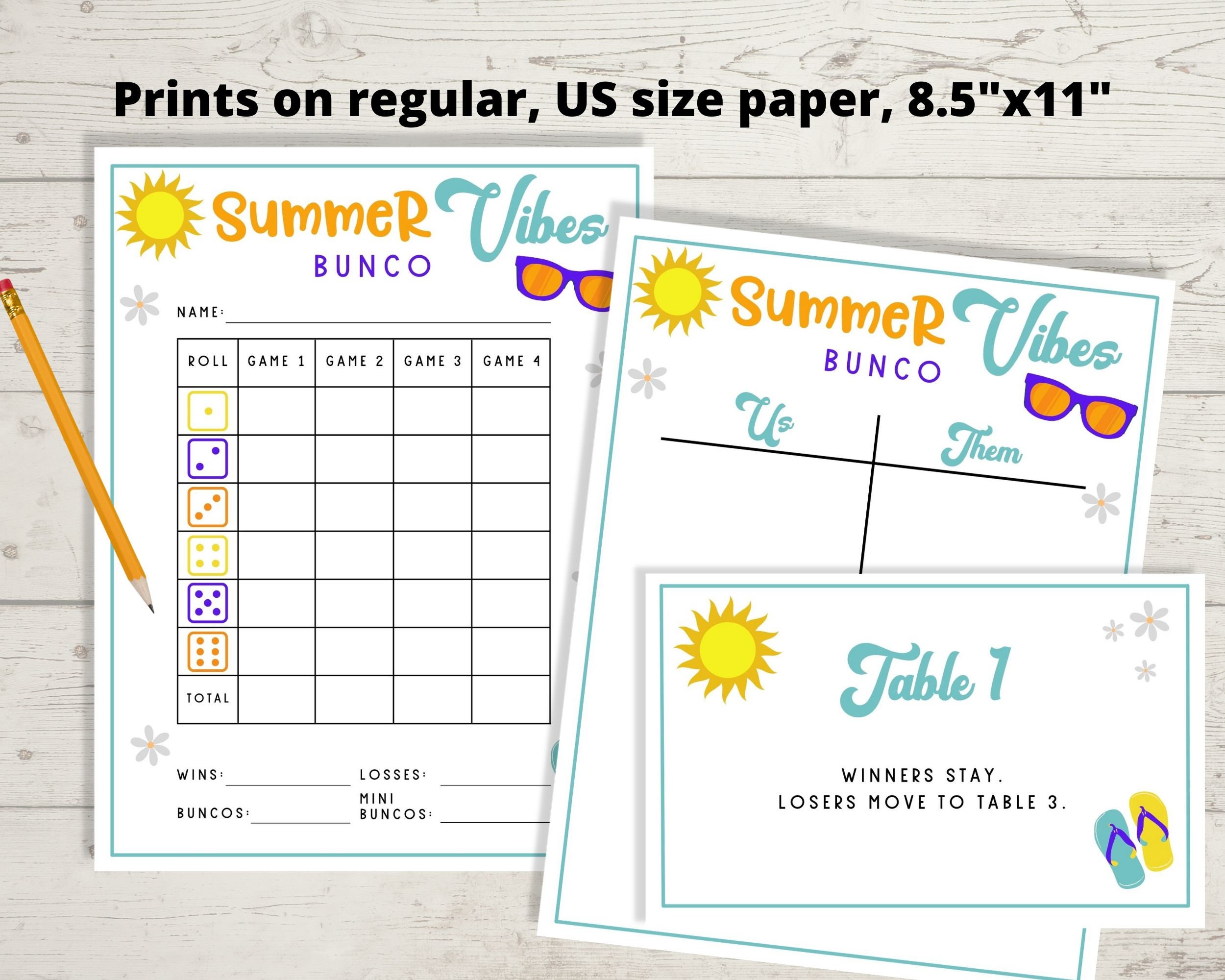 Summer Bunco Vacation Bunco Printables, Bunco Game, Bunco Table Numbers ...