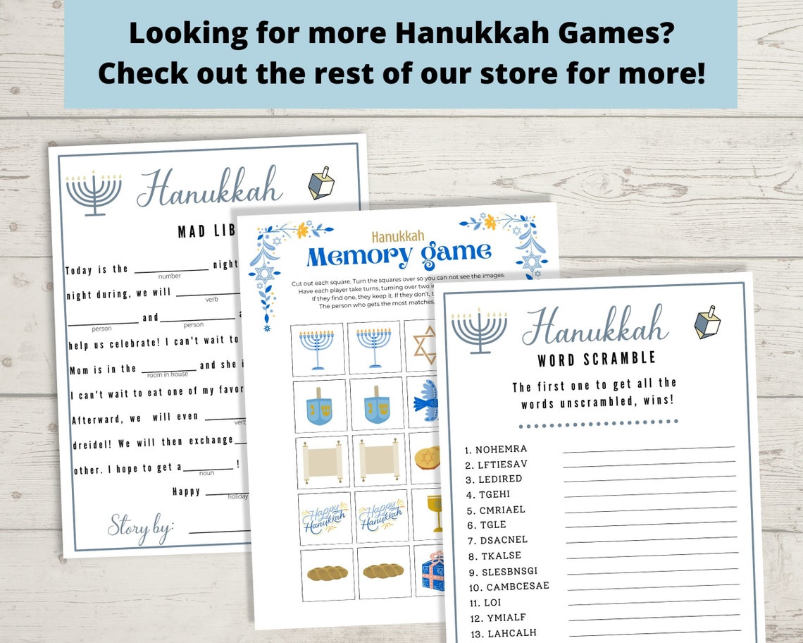 Hanukkah Mad Libs Game Children's Chanukah Game Kids - Etsy