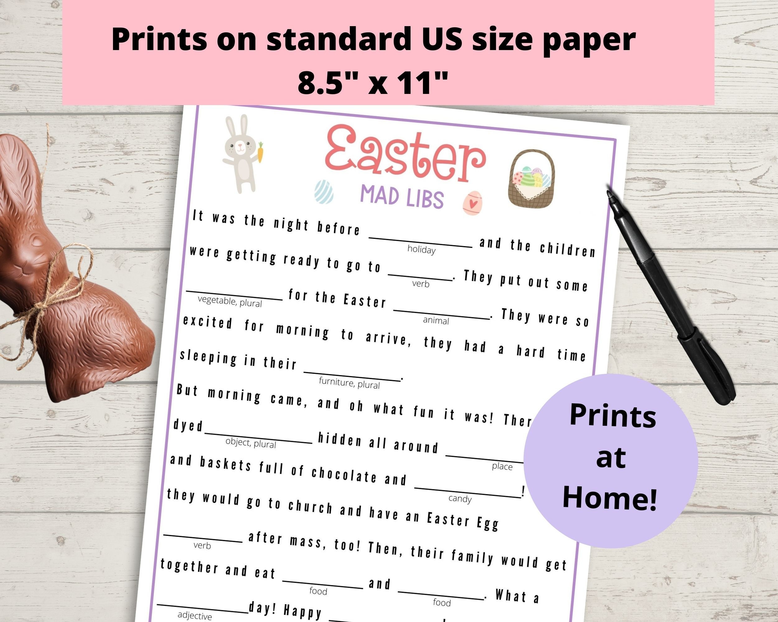 Easter Mad Lib Game Children's Easter Party Game, Kids Madlibs for ...