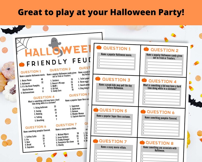 Halloween Family Feud Trivia Game - Halloween Games, Halloween Family ...