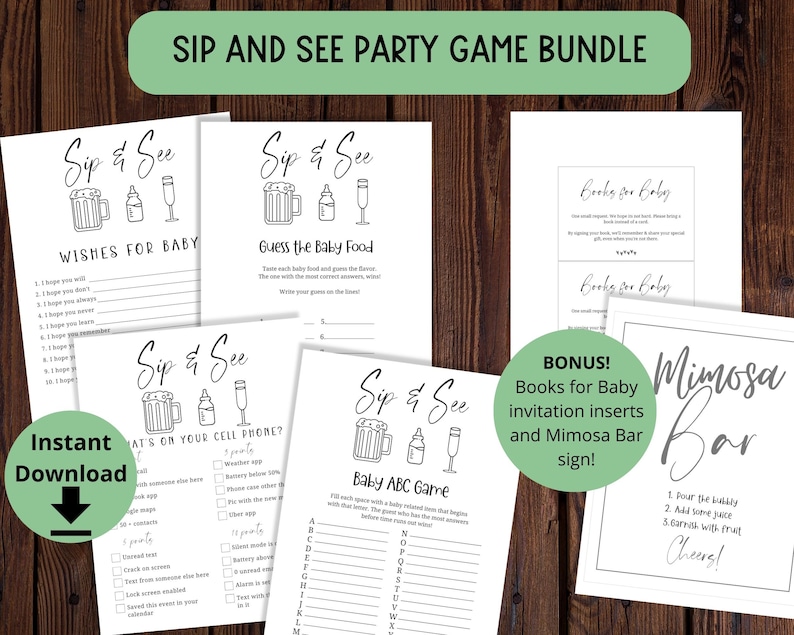Sip and See Party Games Minimalist Baby Party Games Hello - Etsy