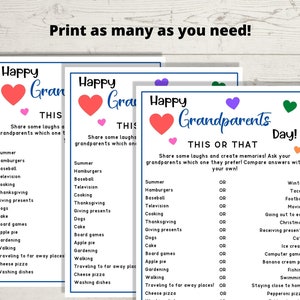 Grandparents Day Printables - Grandparents Day Game, This or That ...