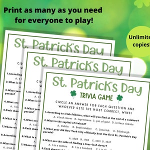 St Patricks Day Trivia - , Saint Patricks Day Trivia Game, St Patricks ...