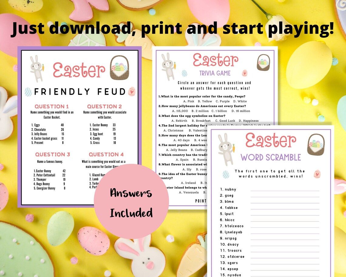 Easter Game Bundle Easter Family Game Pack Easter - Etsy