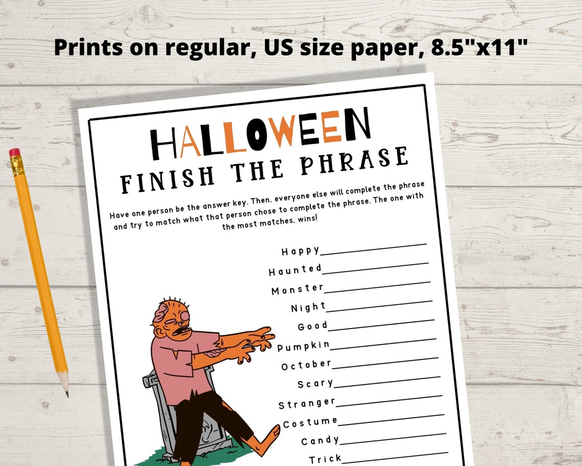 Halloween Finish the Phrase Word Game Kids Halloween Party Game ...