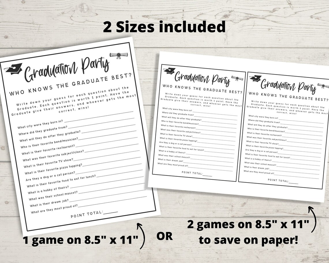 Who Knows the Graduate Best - Graduation Party Game 2024, Class of 2024 ...