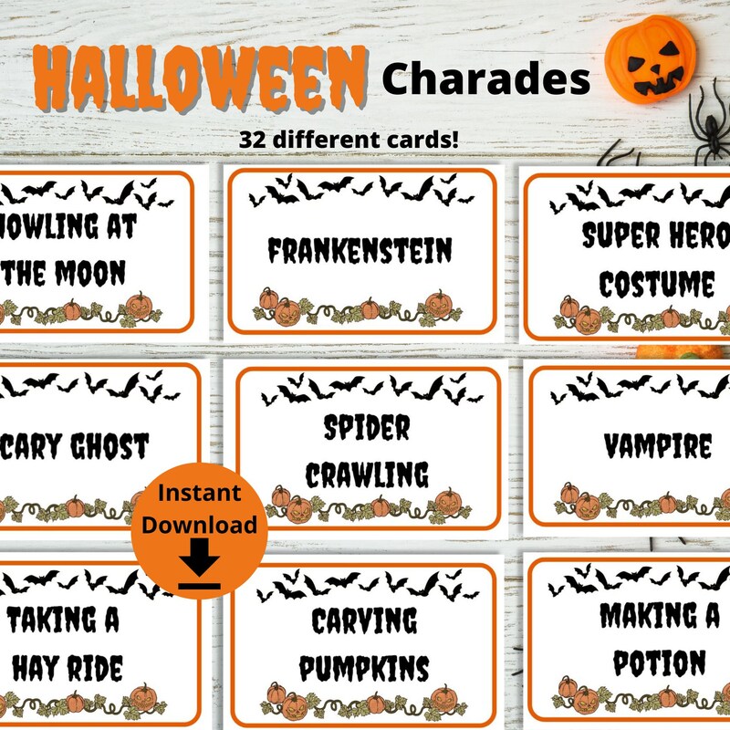 Halloween Charades Games - Etsy