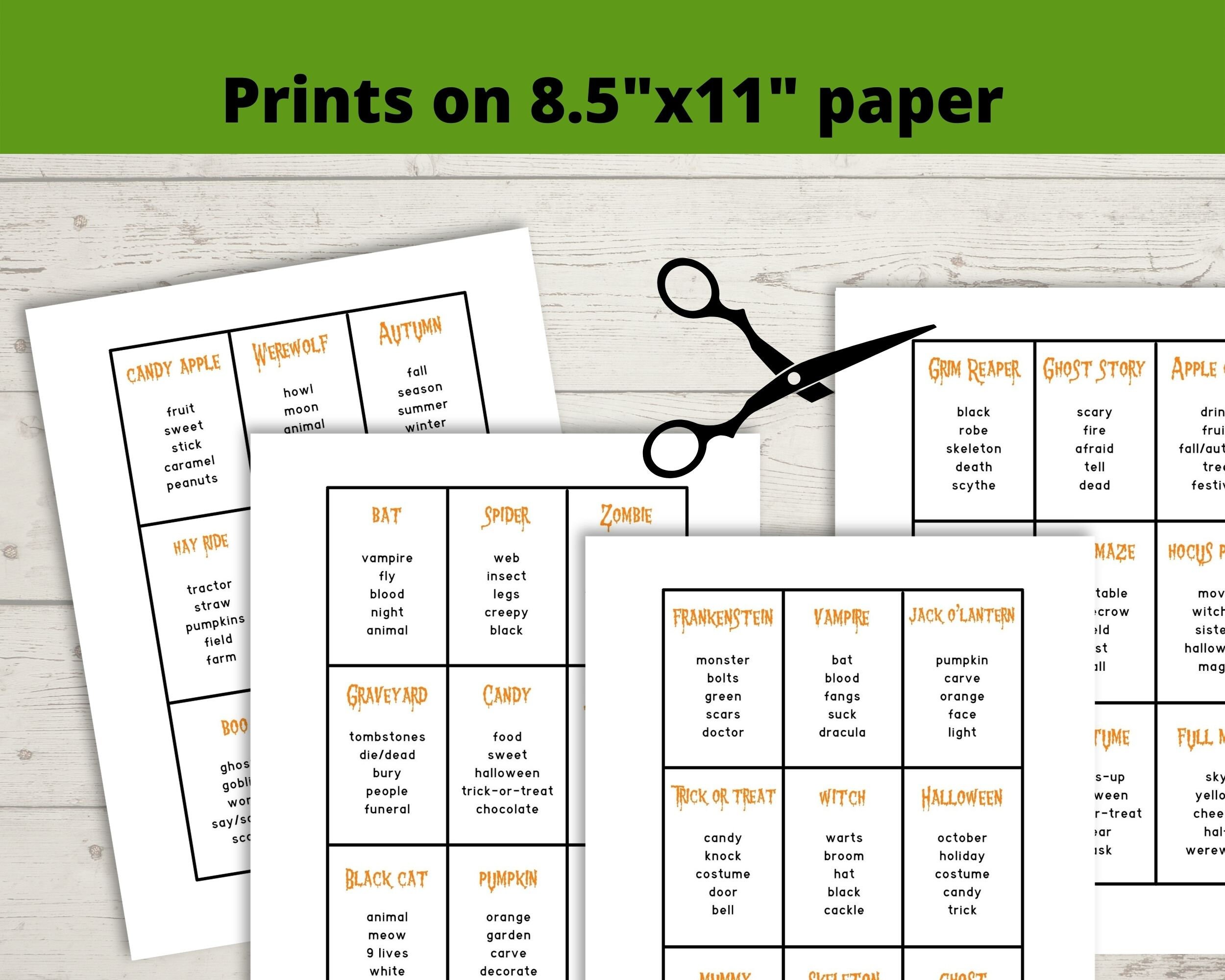 Taboo Halloween Game Halloween Forbidden Words, Printable Halloween ...