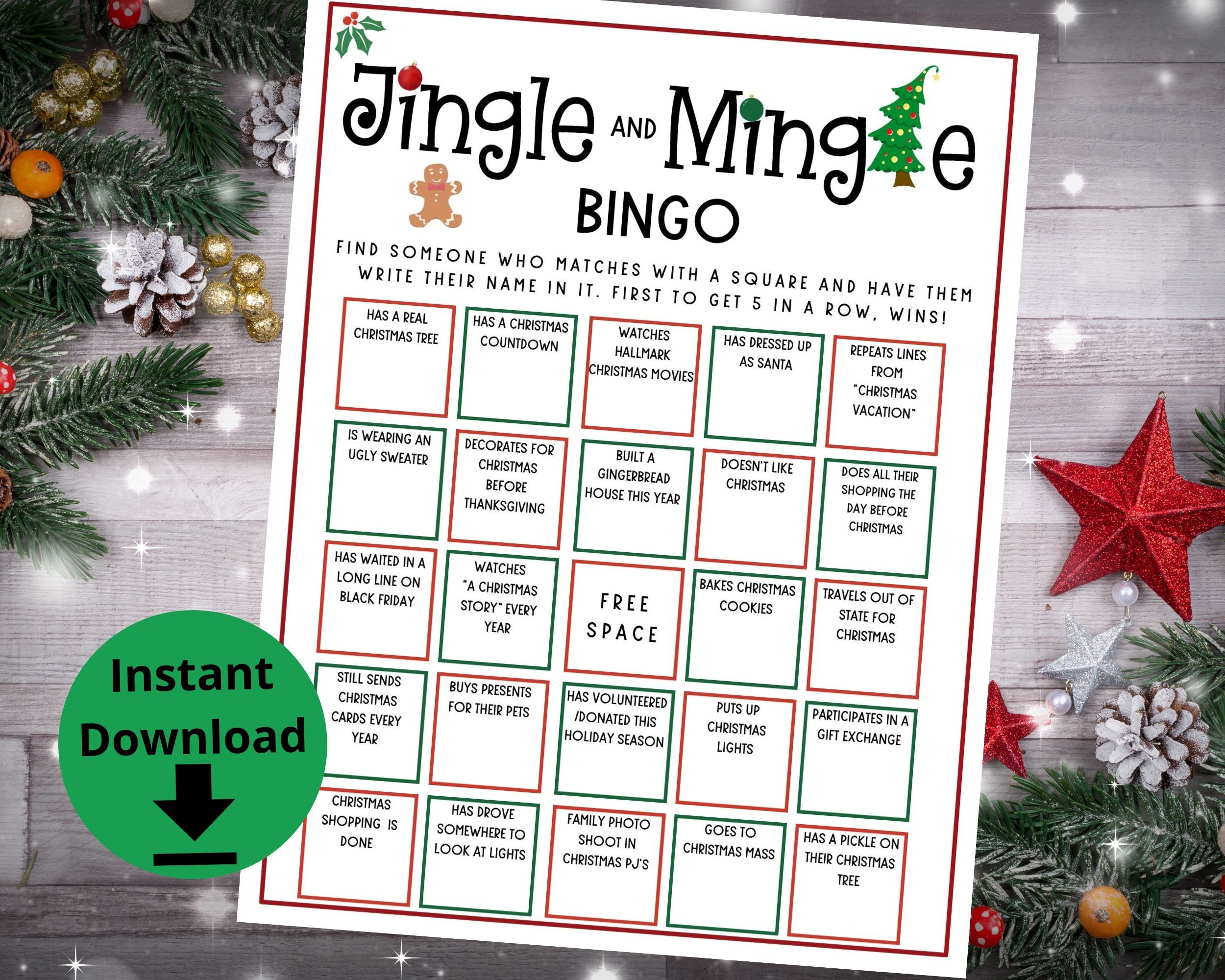 Work Holiday Bingo - Jingle Mingle Bingo, Mix and Mingle Bingo ...