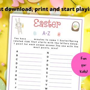 Easter Word Game - Easter A-z Game, Alphabet Game, Think Fast Game ...