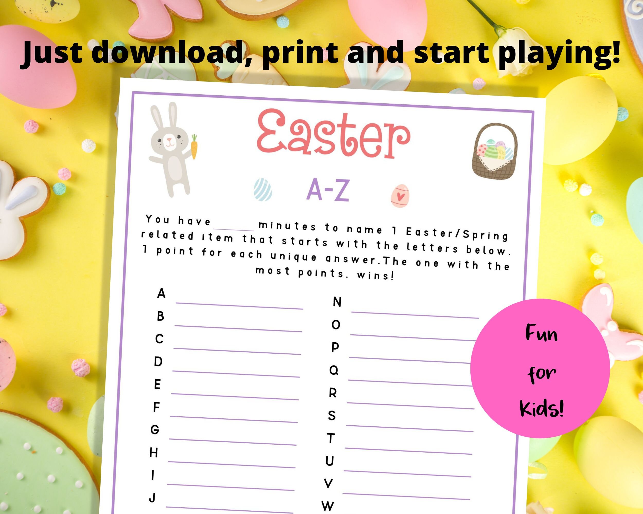 Easter Word Game Easter A-z Game, Alphabet Game, Think Fast Game, Kids ...