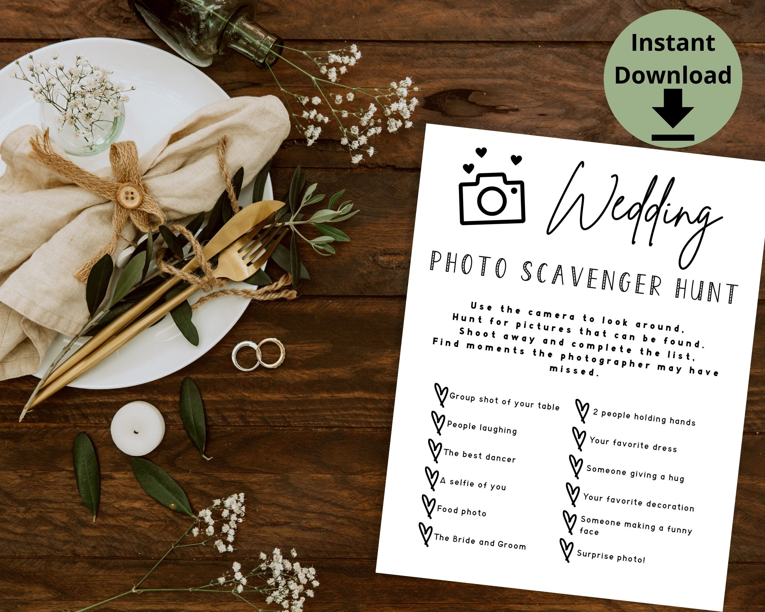 Camera Wedding Game Wedding Reception Game Photo Scavenger - Etsy