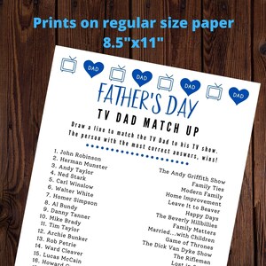Father's Day Game, Father's Day Trivia Game, Dad's Day Game, Match up ...
