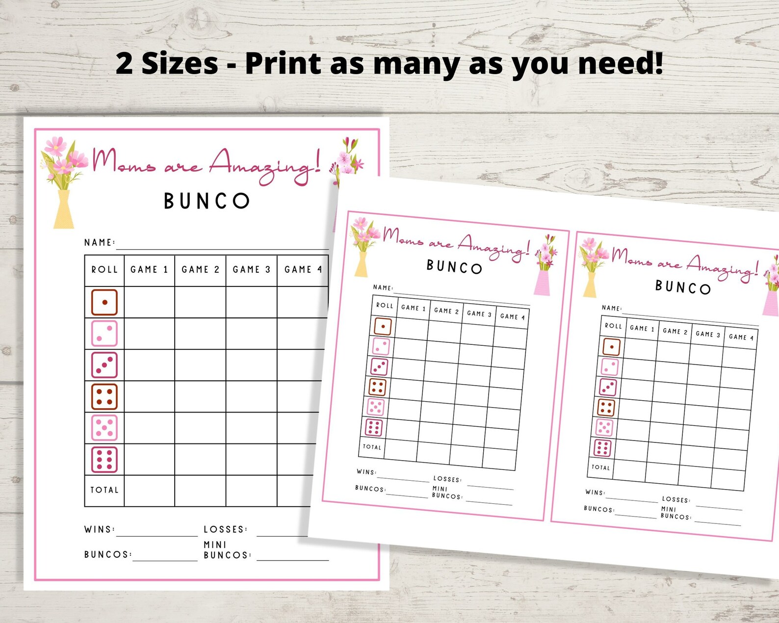 Mother's Day Day Bunco - Bunco Printables, Bunco Game, Moms Day Bunco ...