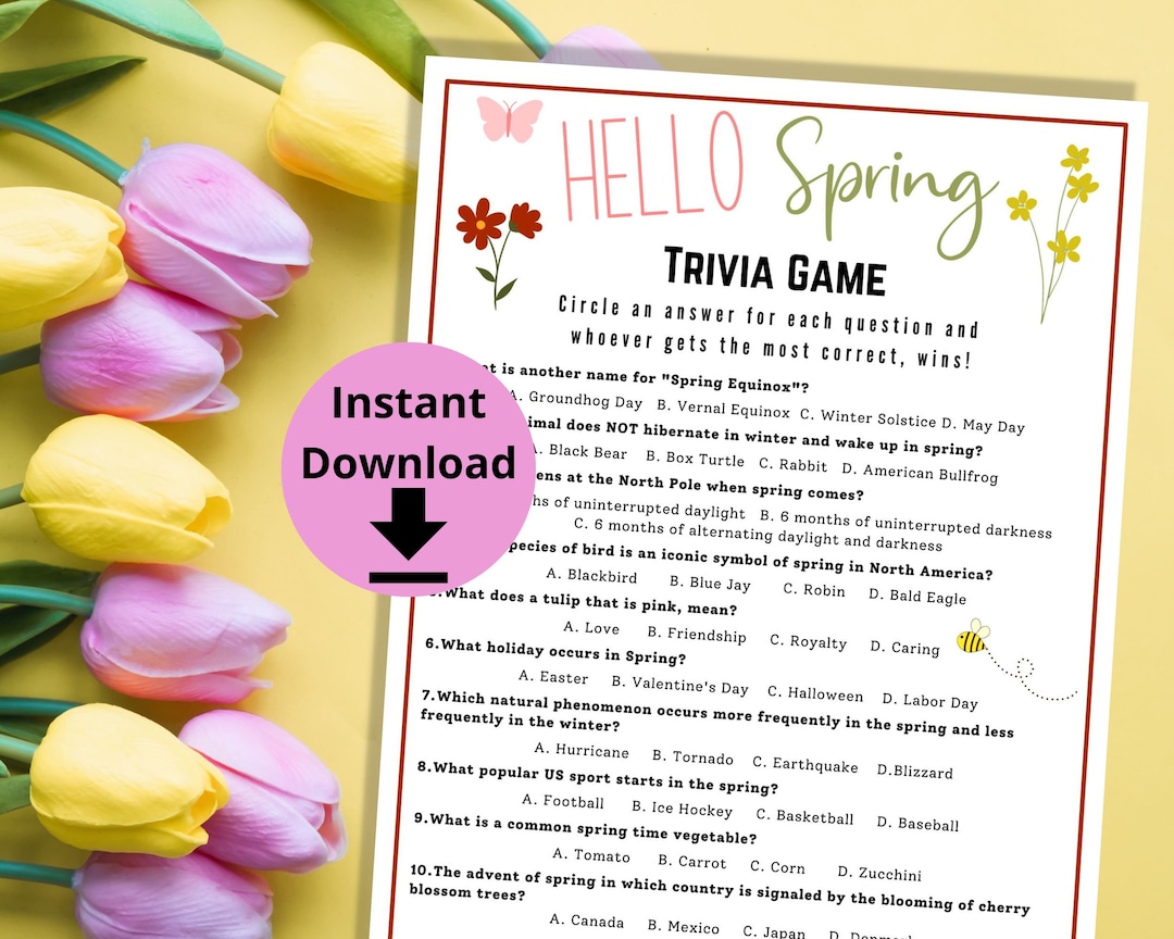 Spring Trivia - Printable Spring Equinox Game, Spring Icebreaker ...