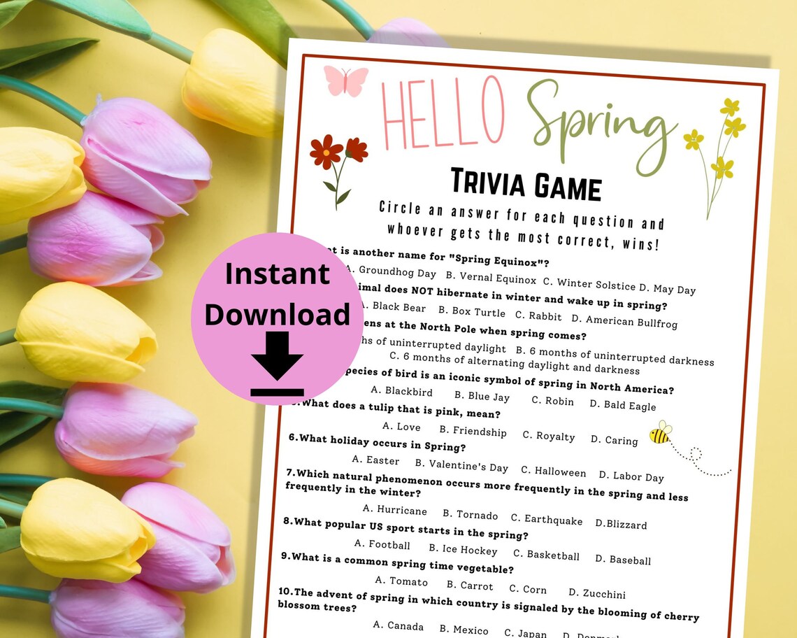 Spring Trivia Printable Spring Equinox Game, Spring Icebreaker, Spring ...