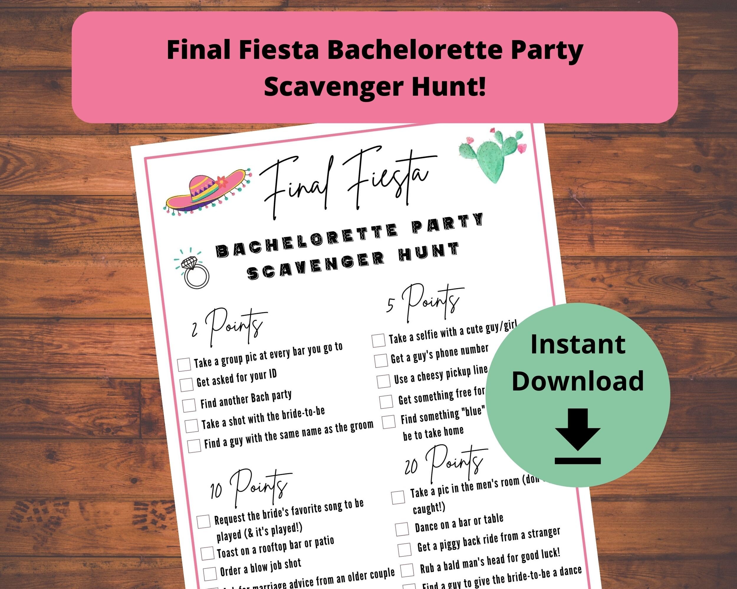 Final Fiesta Bachelorette Party Scavenger Hunt Game - Etsy