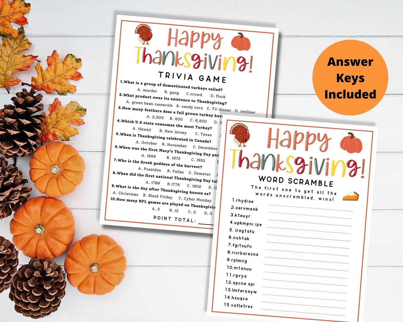 Thanksgiving Game Bundle - Thanksgiving Games, Fall Games ...