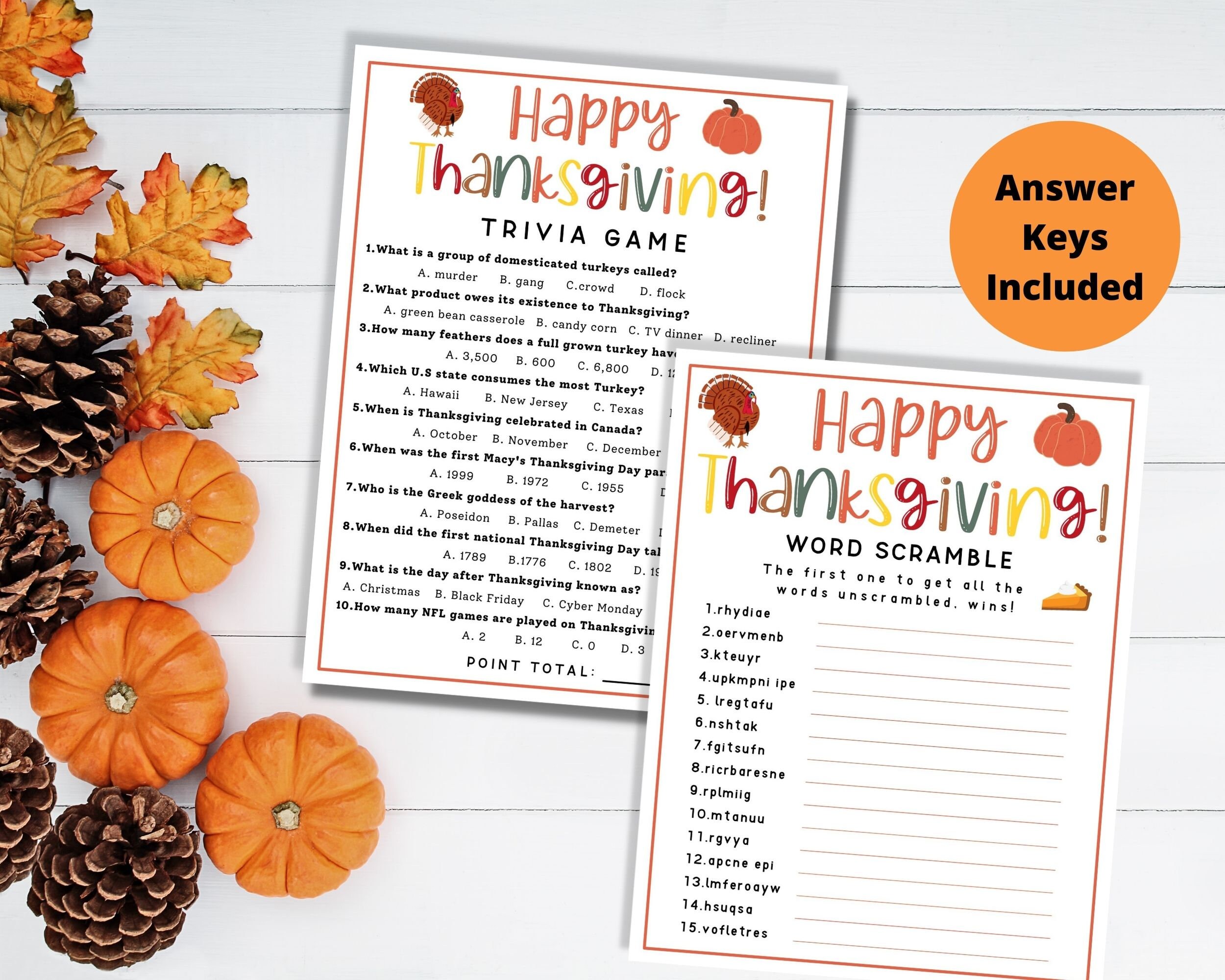 Thanksgiving Game Bundle - Thanksgiving Games, Fall Games ...