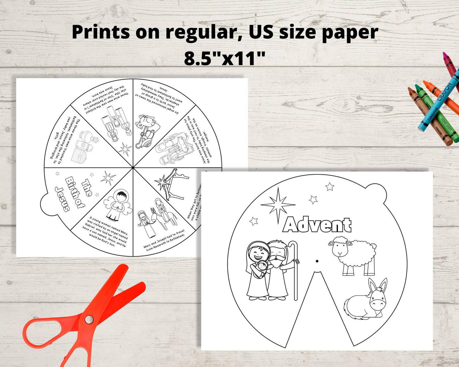 Nativity Coloring Wheel - Kids Printable Advent Wheel, Nativity Story ...