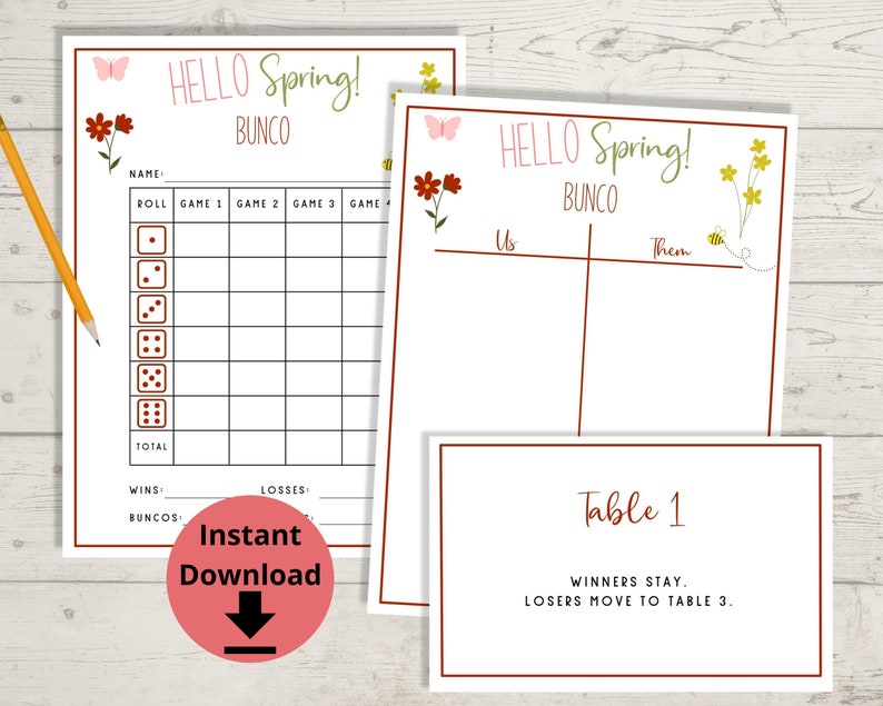 Spring Bunco Spring Bunco Printables, Bunco Game, Bunco Table Numbers ...
