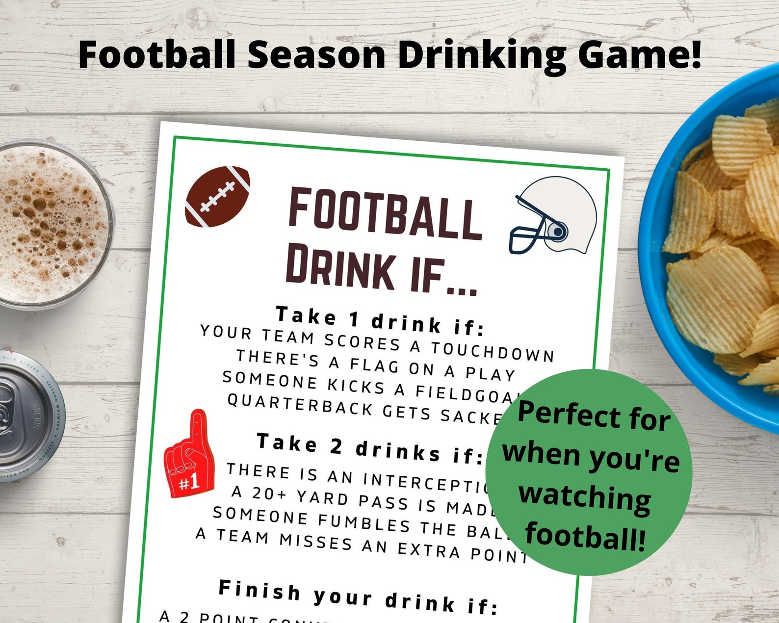 Football Drinking Game - Sunday Football Drink If Party Game, Printable ...