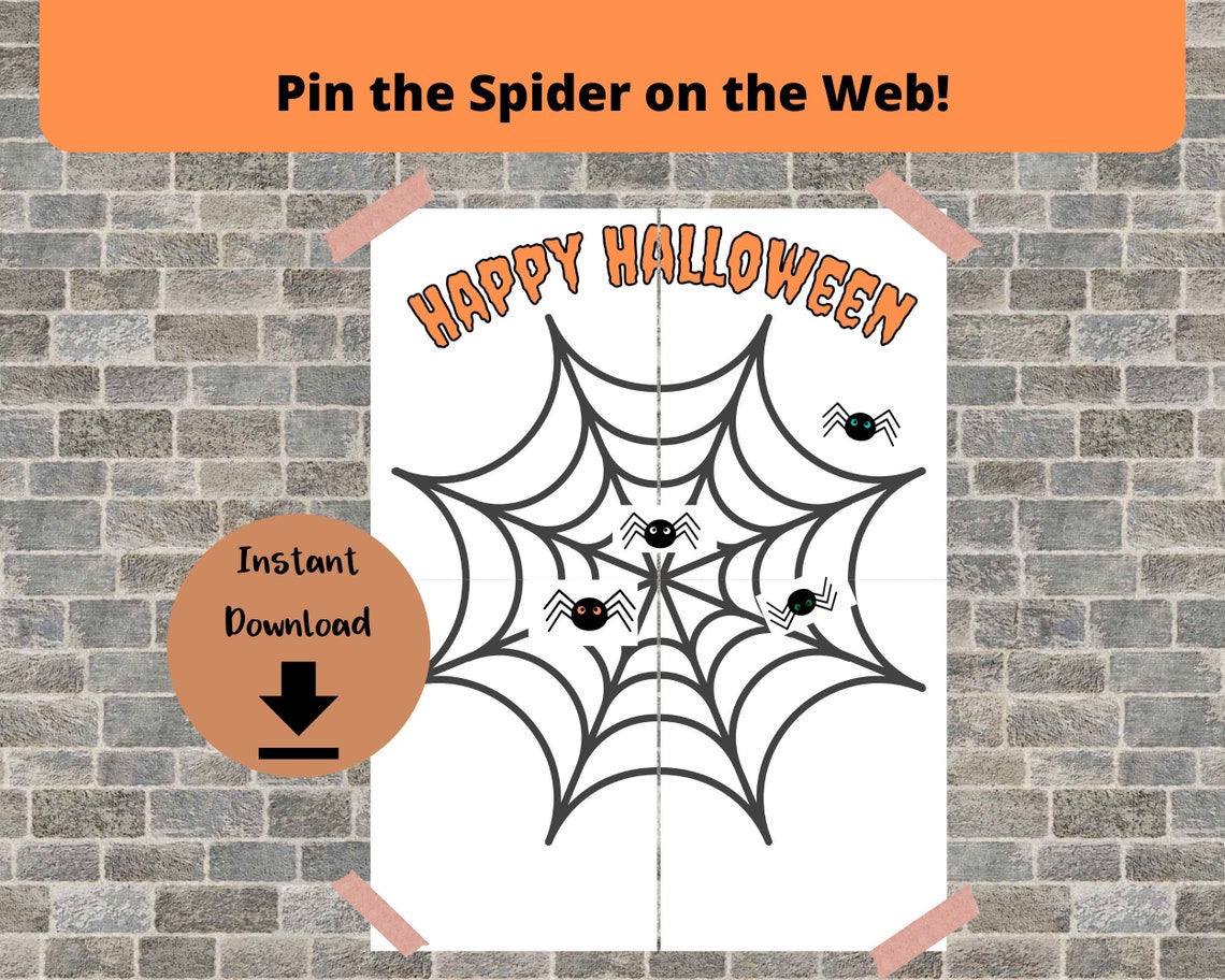 Pin the Spider on the Spider Web Game - Halloween Birthday Party Games ...