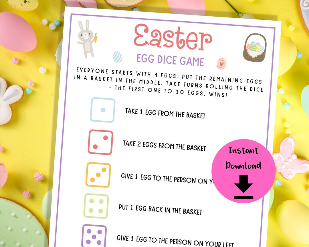 Easter Dice Game - Easter Egg Game, Candy Dice Game, Printable Easter ...