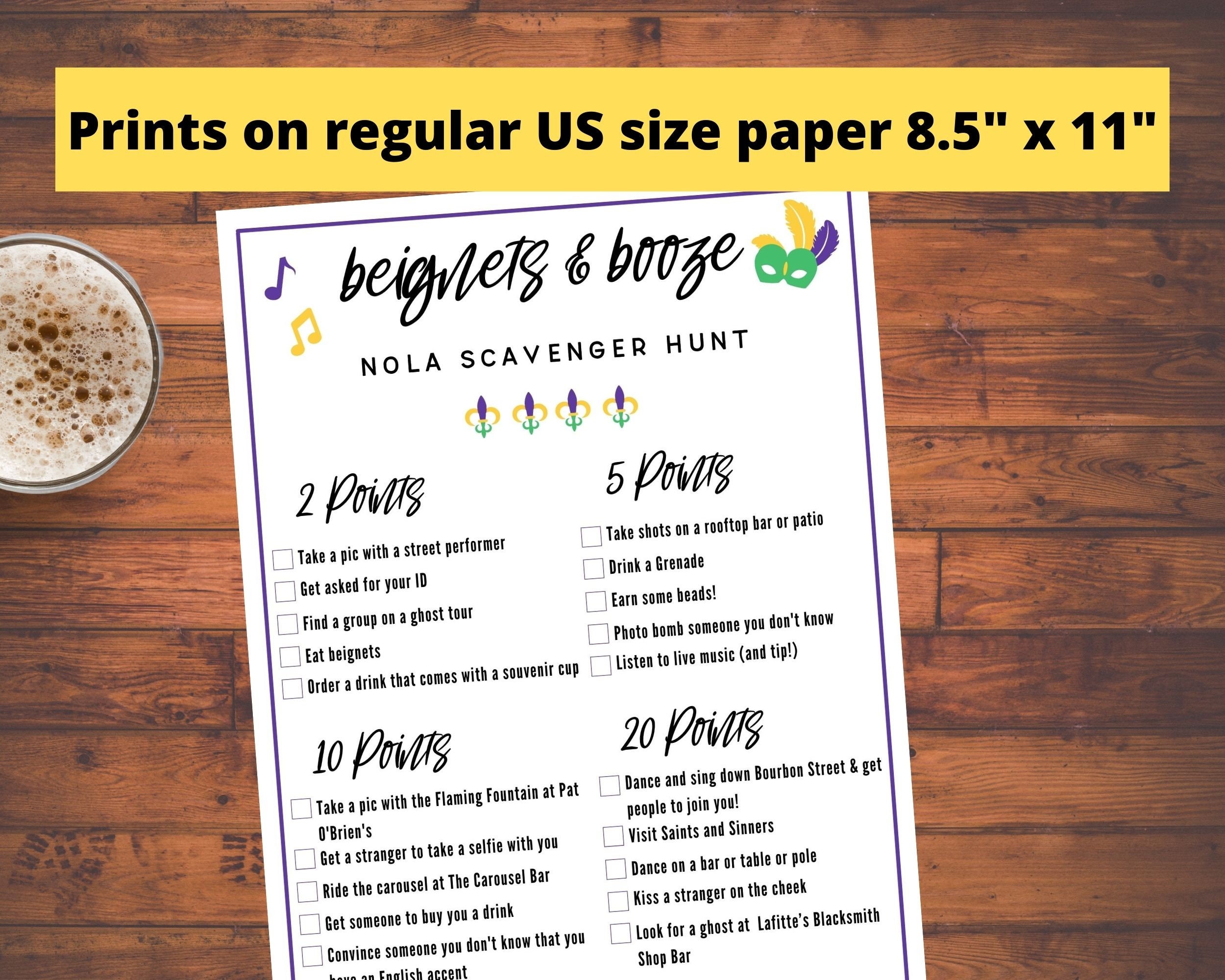 NOLA Scavenger Hunt Game Bourbon Street Bar Crawl, New Orleans Birthday ...