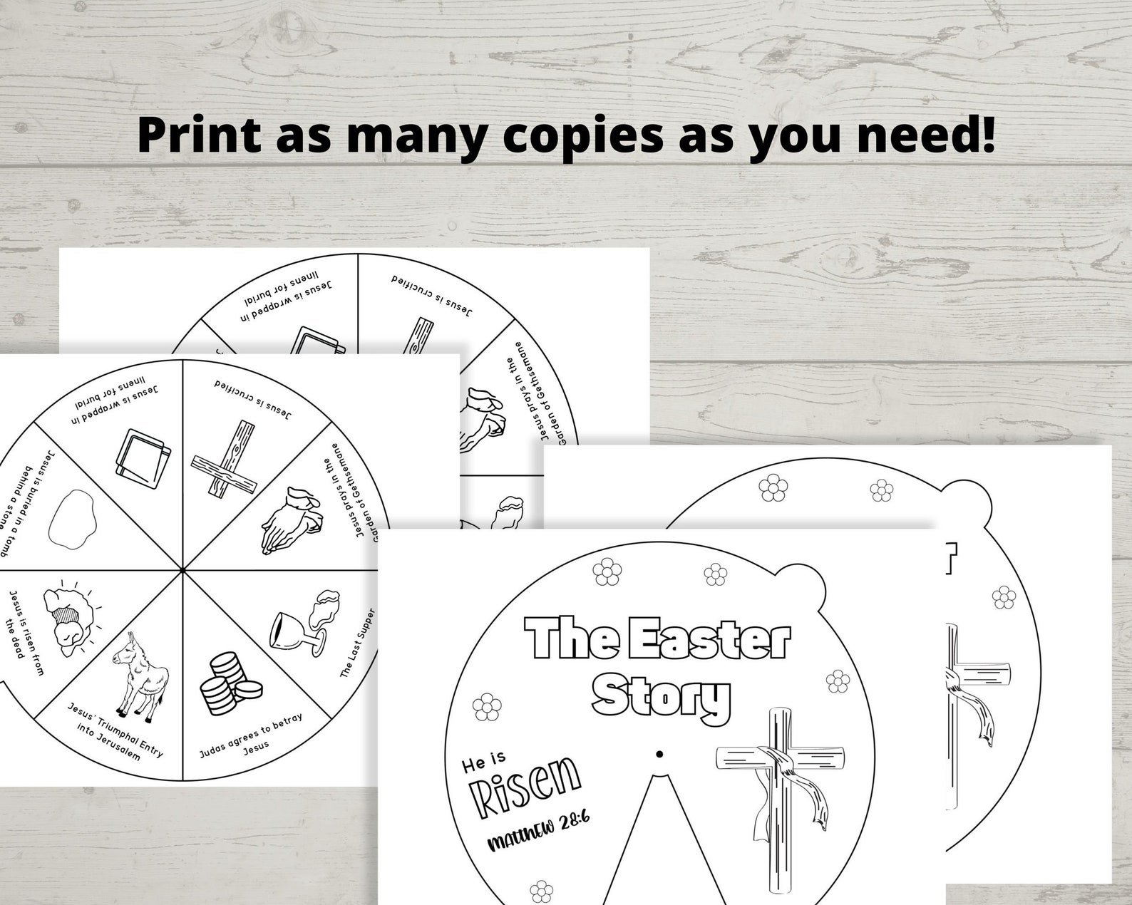 The Easter Story Coloring Wheel Easter Spinner Wheel, Easter Craft ...