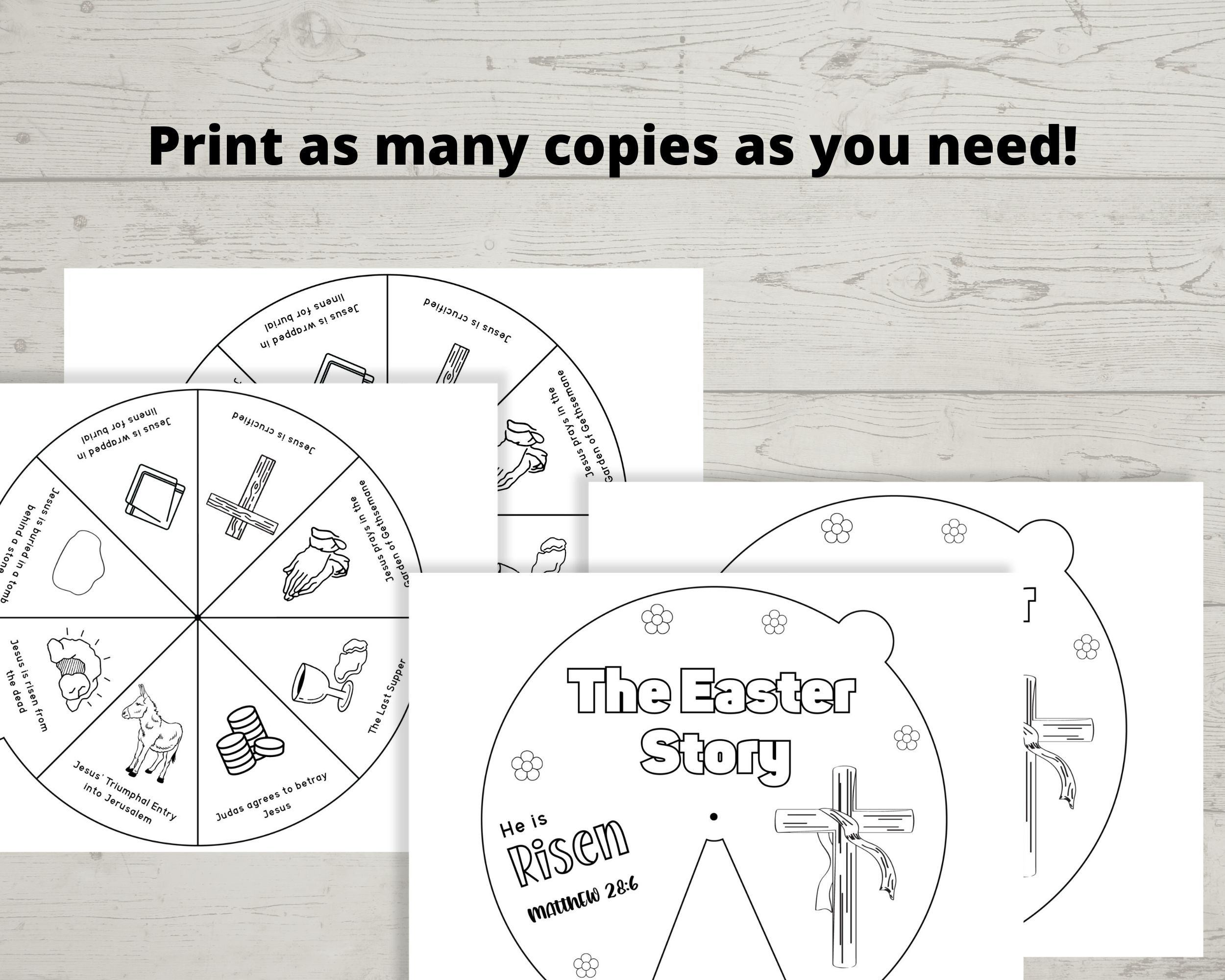 The Easter Story Coloring Wheel Easter Spinner Wheel, Easter Craft ...