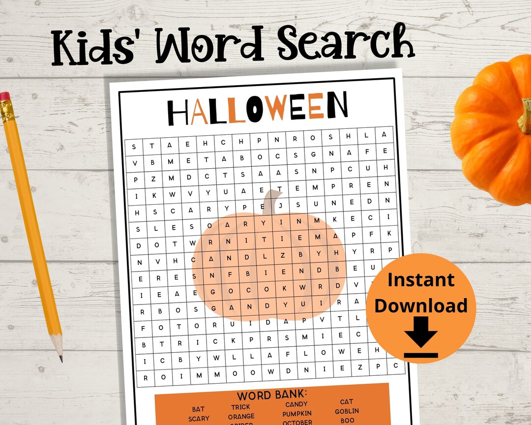 Halloween Word Search Game Halloween Word Game, Kids Halloween Activity ...