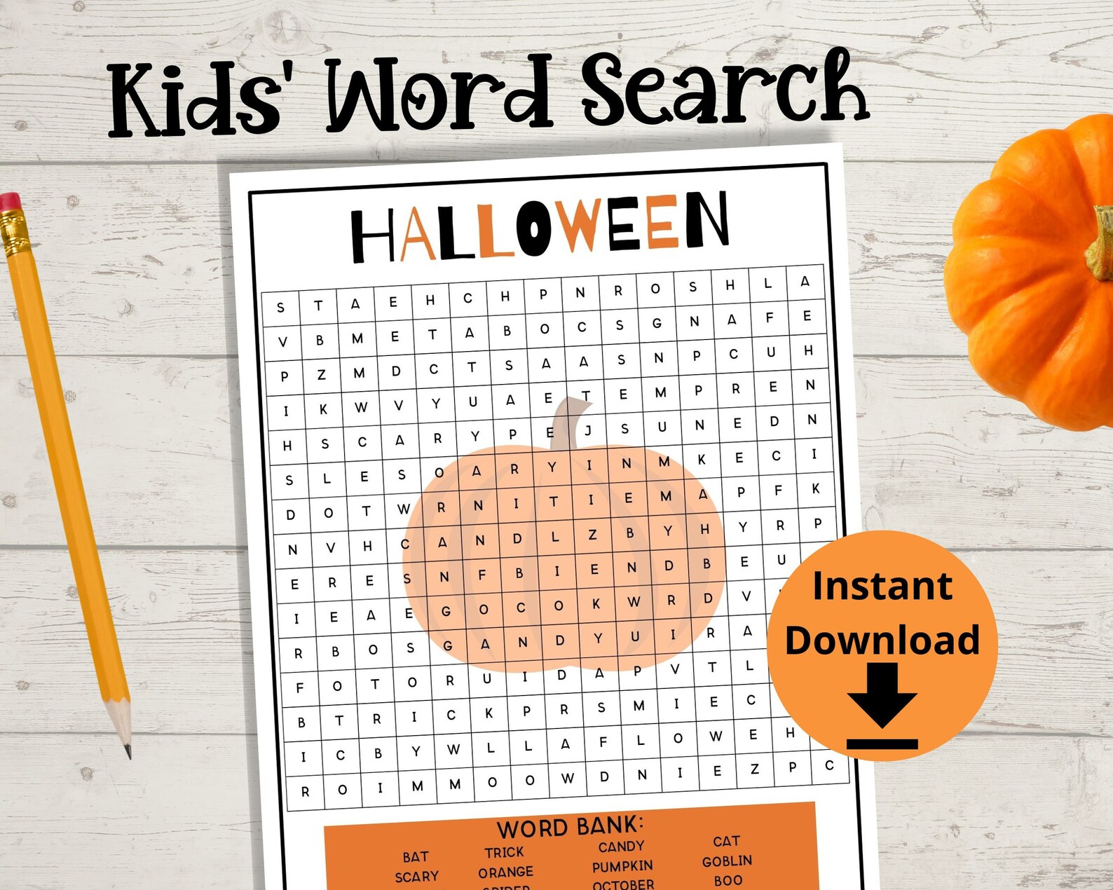 Halloween Word Search Game Halloween Word Game, Kids Halloween Activity ...