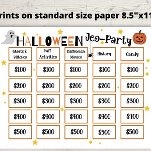 Halloween Jeoparty Game - Halloween Trivia, Halloween Printable Quiz ...