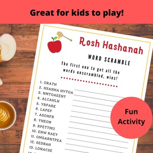 Rosh Hashanah Game - Rosh Hashanah Word Scramble Game for Kids, Jewish ...