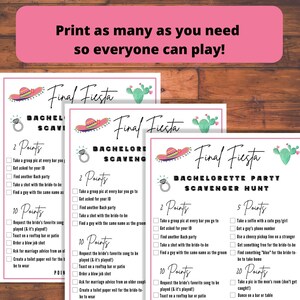 Final Fiesta Bachelorette Party Scavenger Hunt Game Printable Mexican ...