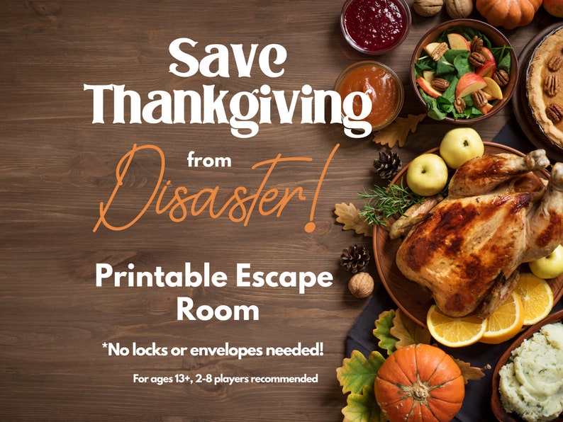 Thanksgiving Escape Room - Escape Room for Adults Teens Family, Escape ...