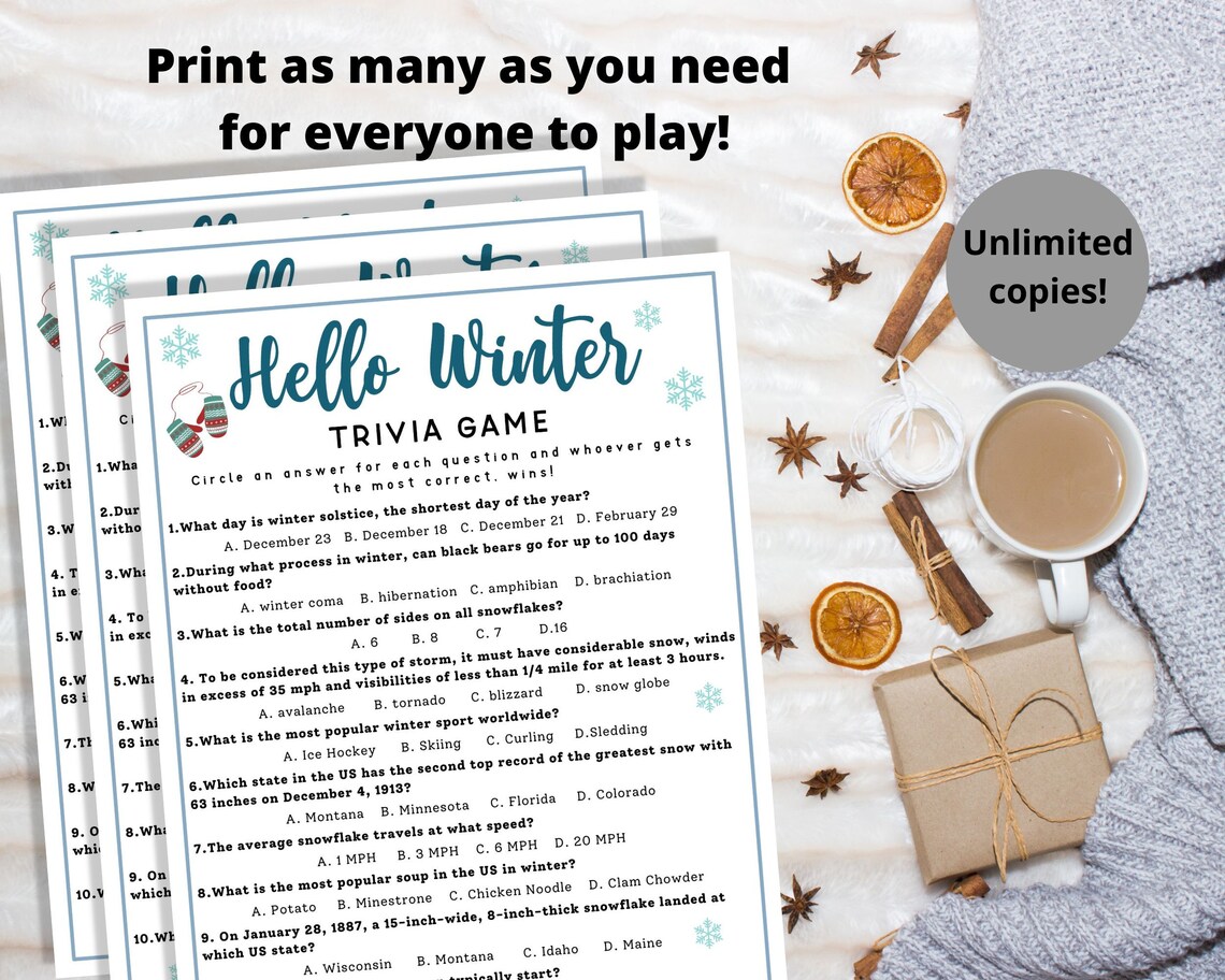 Winter Trivia Game Fun Winter Activity Winter Icebreaker - Etsy
